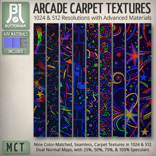 Second Life Marketplace - Arcade Carpet Textures - Buttonjar